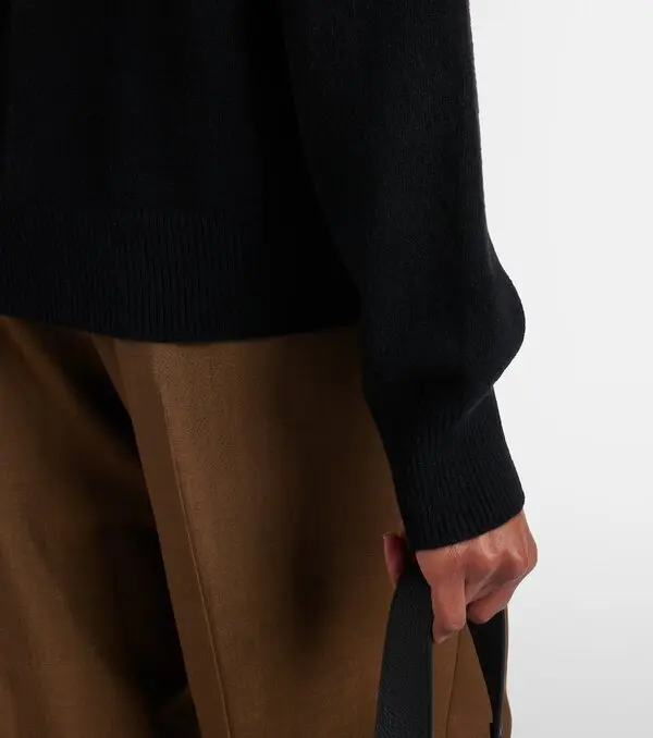 RÓHE Argyle Wool Polo Sweater - Black