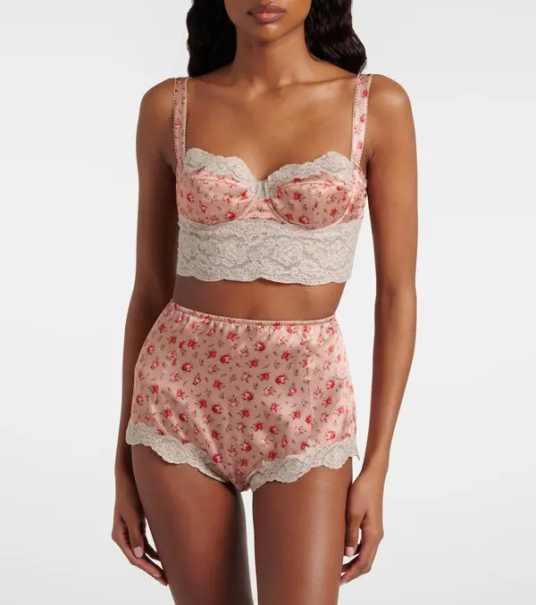Dolce & Gabbana Floral Silk And Cotton-blend Briefs