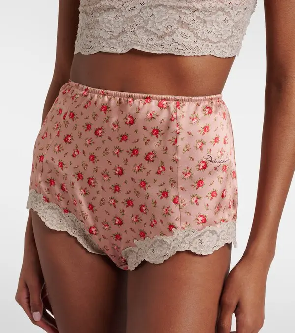 Dolce & Gabbana Floral Silk And Cotton-blend Briefs