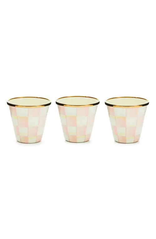 MACKENZIE-CHILDS Check Enameled Steel Set Of 3 Herb Pots - Rosy