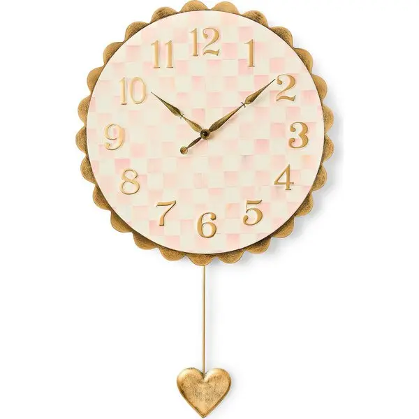MACKENZIE-CHILDS Check Pendant Clock - Rosy