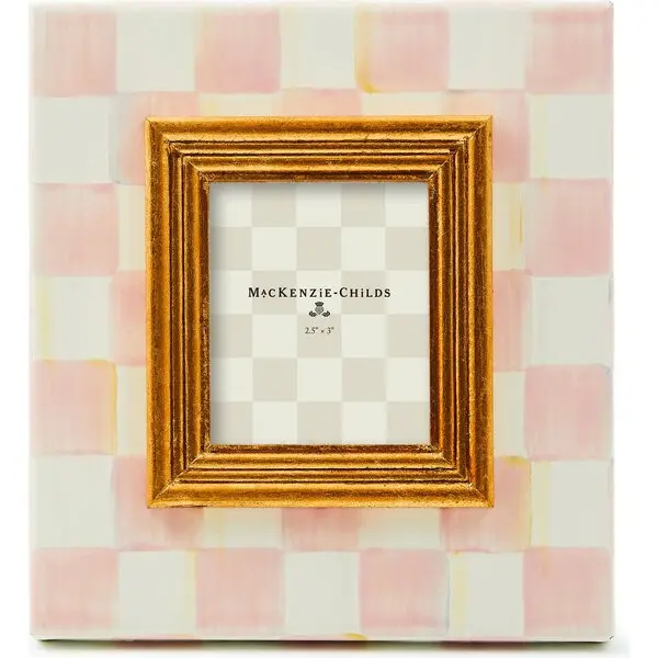 MACKENZIE-CHILDS Check Enameled Steel 2.5 X 3-inch Picture Frame - Rosy