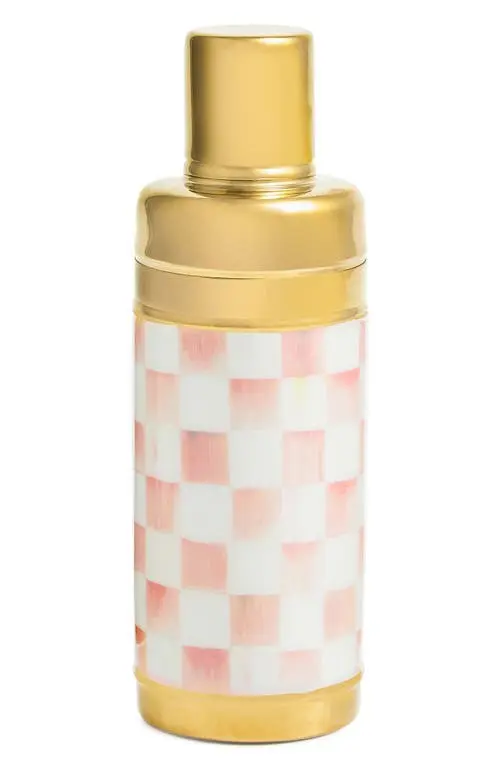 MACKENZIE-CHILDS Check Enameled Steel Cocktail Shaker - Rosy