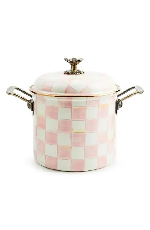 MACKENZIE-CHILDS Check Enameled Steel 7-quart Stock Pot - Rosy
