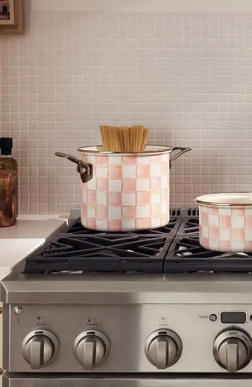 MACKENZIE-CHILDS Check Enameled Steel 7-quart Stock Pot