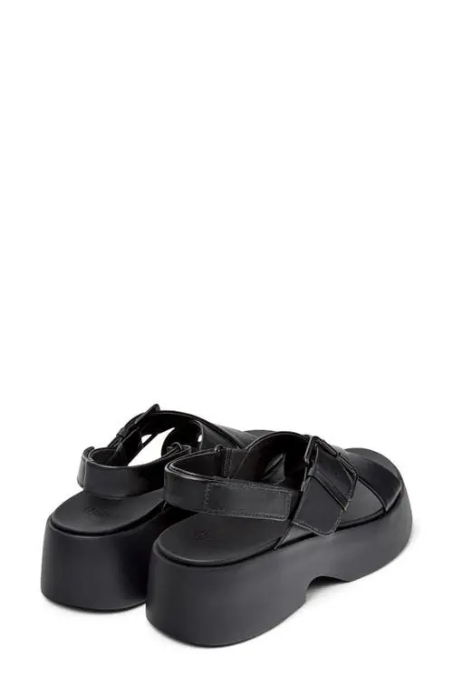 Camper Tasha X-strap Platform Sandal - Black