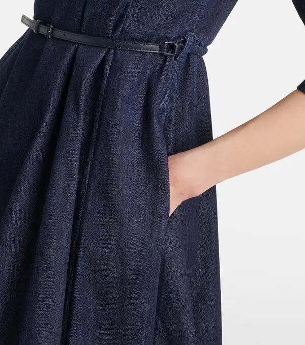 Max Mara Vela Embellished Denim Midi Dress - Blue