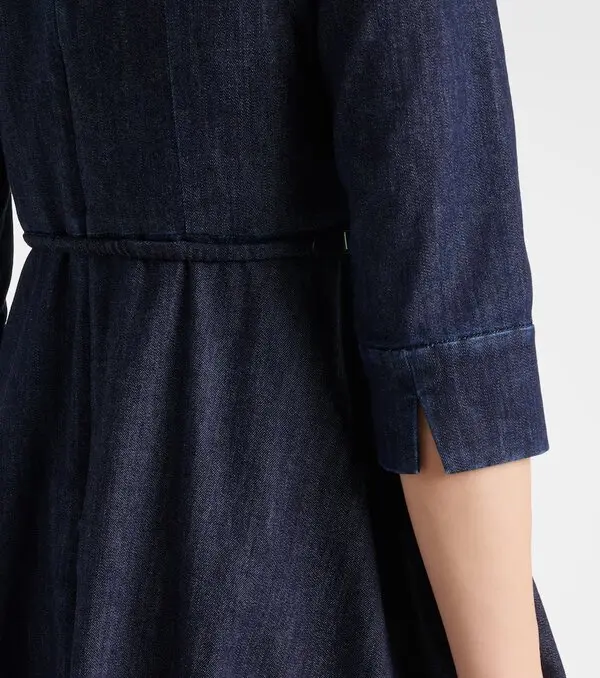 Max Mara Vela Embellished Denim Midi Dress - Blue