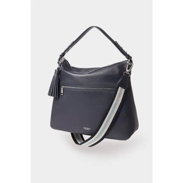 OSPREY LONDON Leather Hobo Bag - Navy