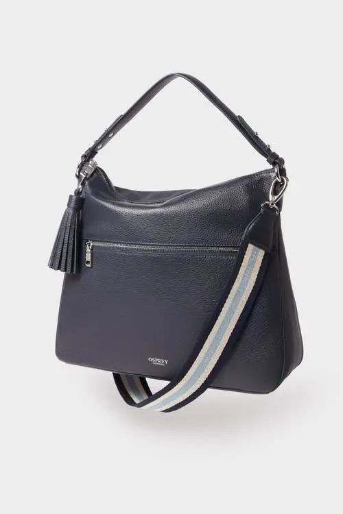 OSPREY LONDON Leather Hobo Bag - Navy