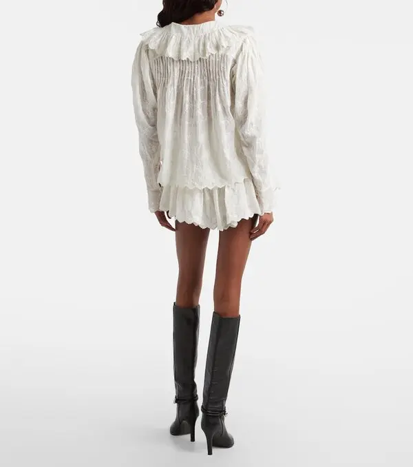 Isabel Marant Étoile Zoelia Embroidered Cotton And Silk Shorts - White