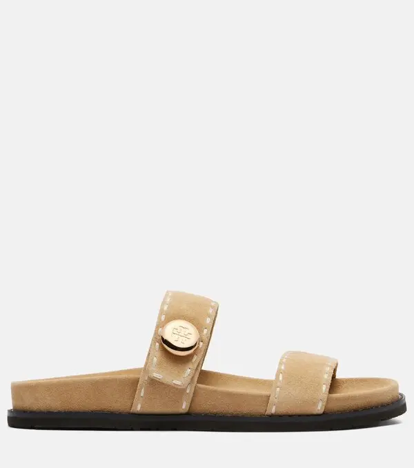 Tory Burch Romy Sport Suede Slides - Beige