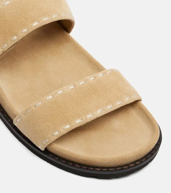 Tory Burch Romy Sport Suede Slides - Beige