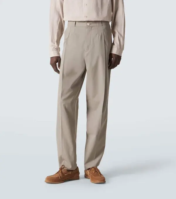Brunello Cucinelli Pleated Cotton Tapered Pants