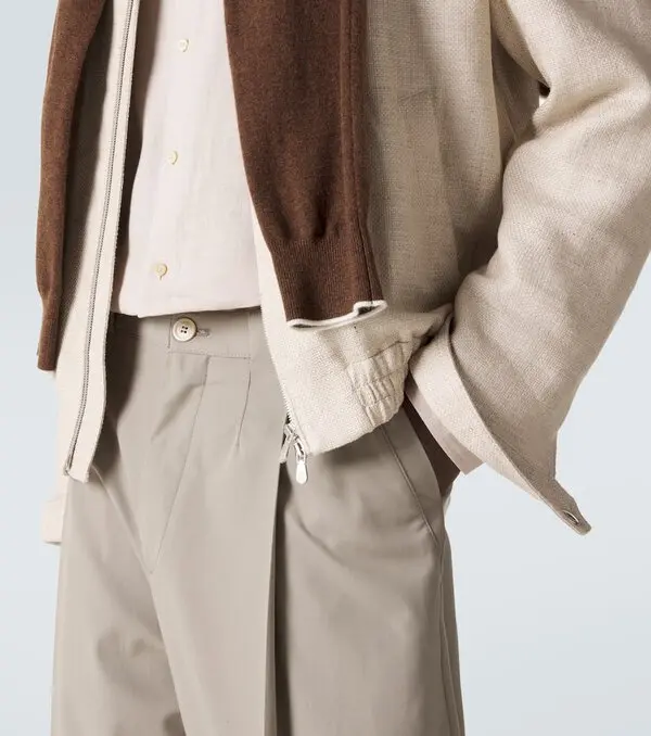 Brunello Cucinelli Pleated Cotton Tapered Pants