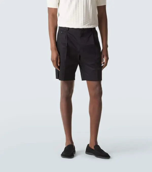 Dolce & Gabbana Pleated Cotton-blend Bermuda Shorts