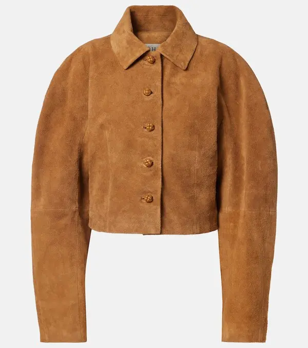 RÓHE Cropped Suede Jacket - Brown