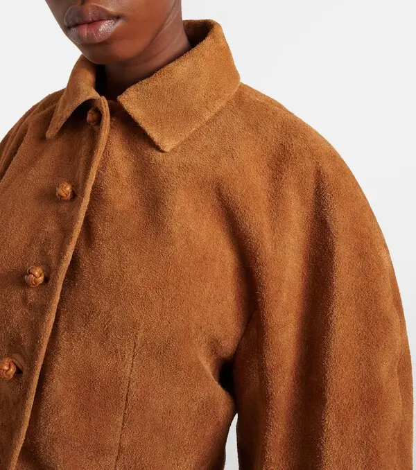RÓHE Cropped Suede Jacket - Brown