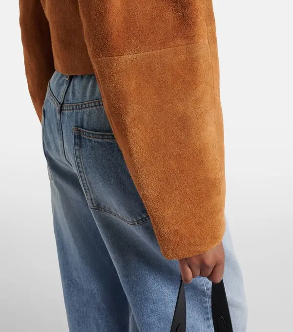 RÓHE Cropped Suede Jacket - Brown