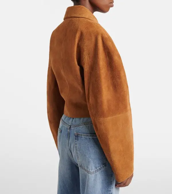 RÓHE Cropped Suede Jacket - Brown
