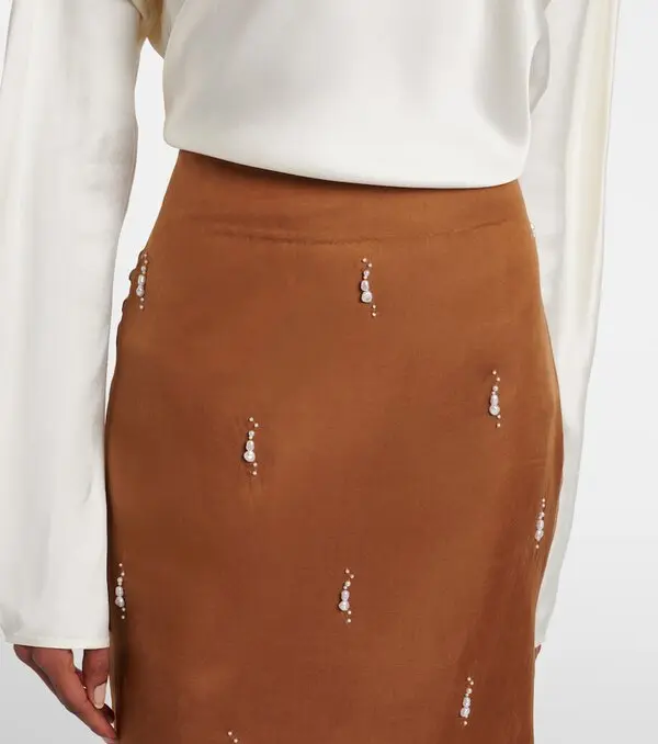 RÓHE Embellished Silk Organza Midi Skirt