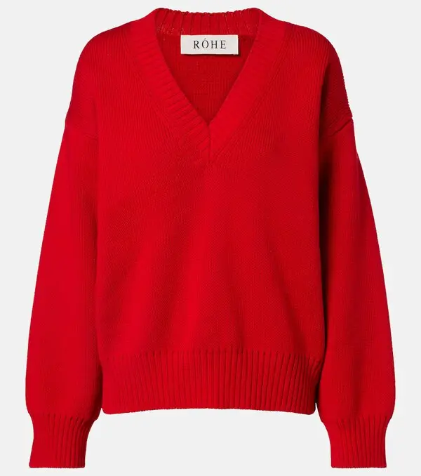 RÓHE Cotton V-neck Sweater