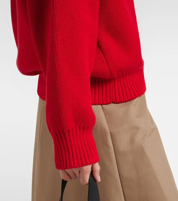 RÓHE Cotton V-neck Sweater - Red