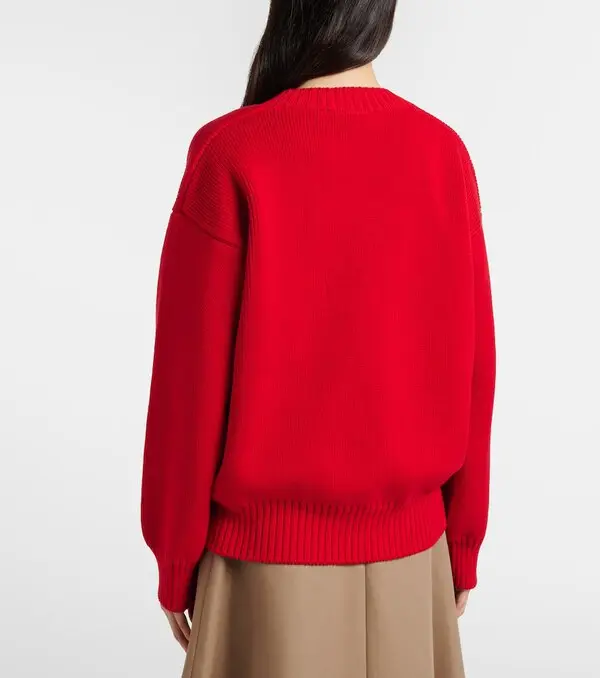 RÓHE Cotton V-neck Sweater - Red