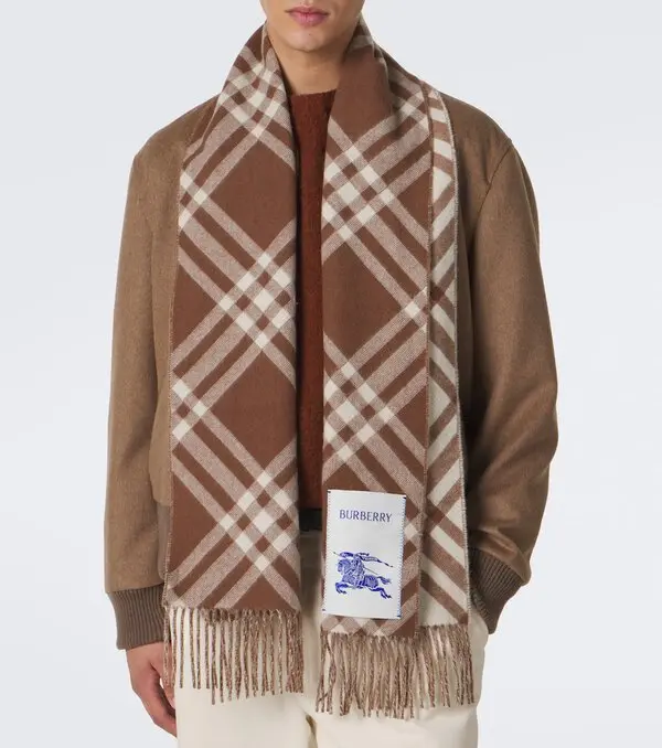 Burberry Check Cashmere Scarf - Brown