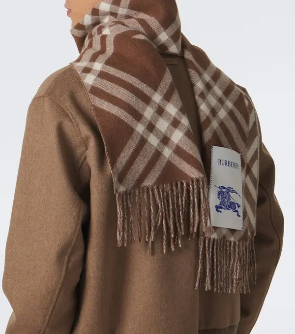 Burberry Check Cashmere Scarf - Brown