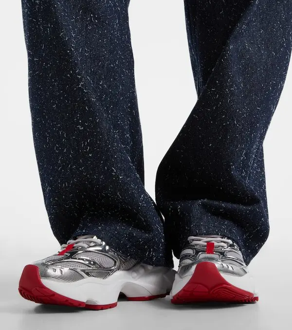 CHRISTIAN LOUBOUTIN So Flo Leather-trimmed Sneakers - Silver