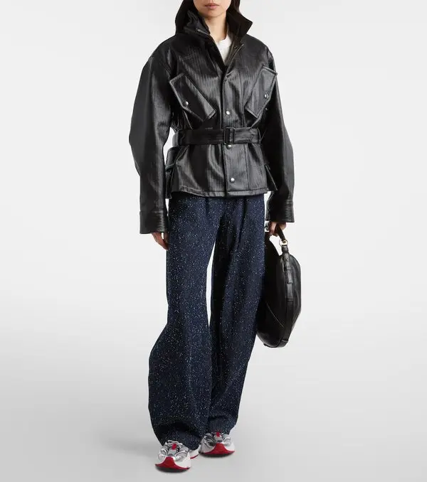 CHRISTIAN LOUBOUTIN So Flo Leather-trimmed Sneakers - Silver
