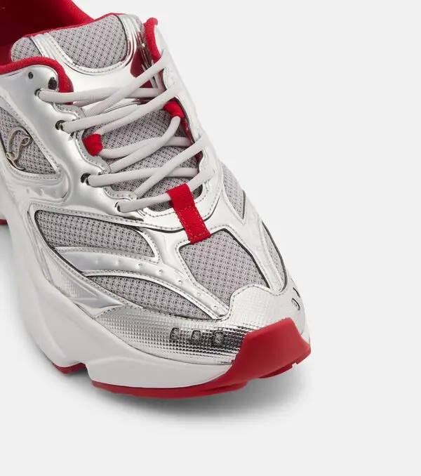 CHRISTIAN LOUBOUTIN So Flo Leather-trimmed Sneakers - Silver
