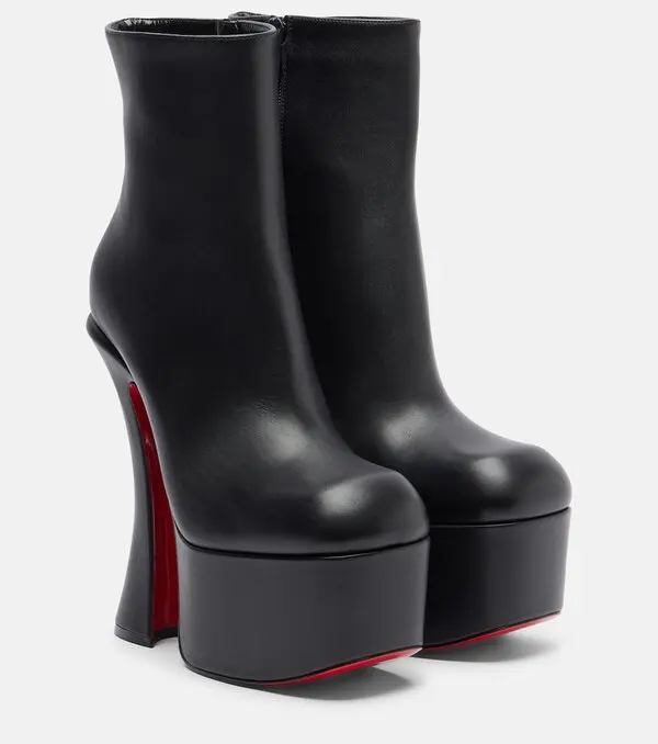 CHRISTIAN LOUBOUTIN Aquabootie 160 Leather Platform Ankle Boots - Black