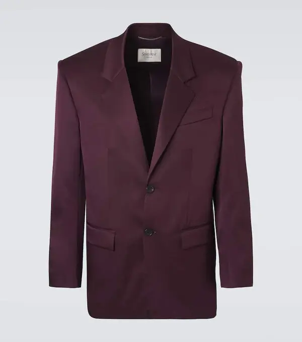 Saint Laurent Silk Satin Suit Jacket - Purple