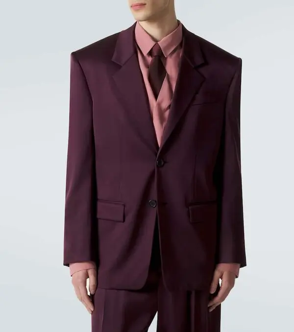 Saint Laurent Silk Satin Suit Jacket - Purple