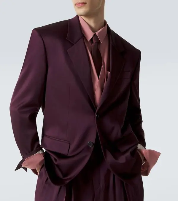 Saint Laurent Silk Satin Suit Jacket - Purple