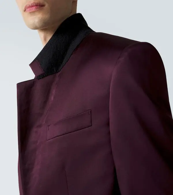 Saint Laurent Silk Satin Suit Jacket - Purple
