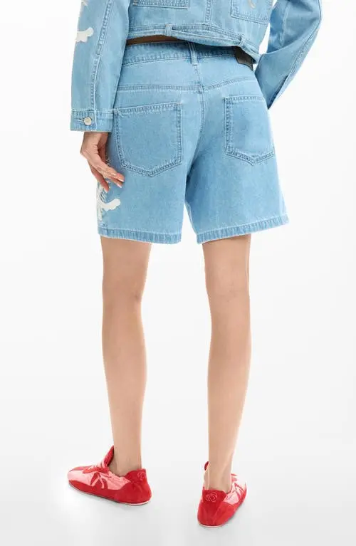 Desigual Appliqué High-waist Denim Shorts