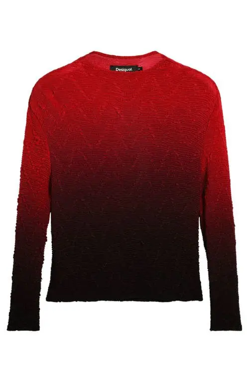 Desigual Ombré Textured Knit Top - Orange Red