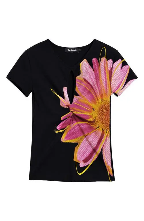Desigual Floral Cutout Graphic T-shirt