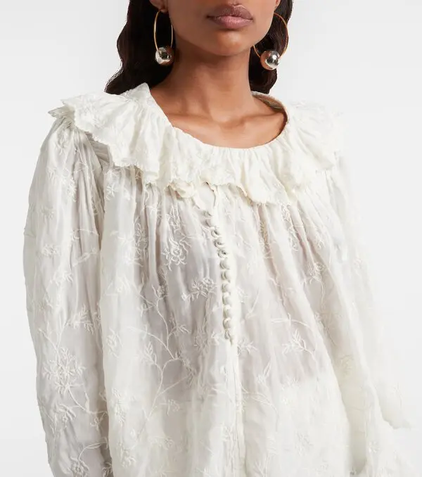 Isabel Marant Étoile Zelly Embroidered Cotton And Silk Blouse