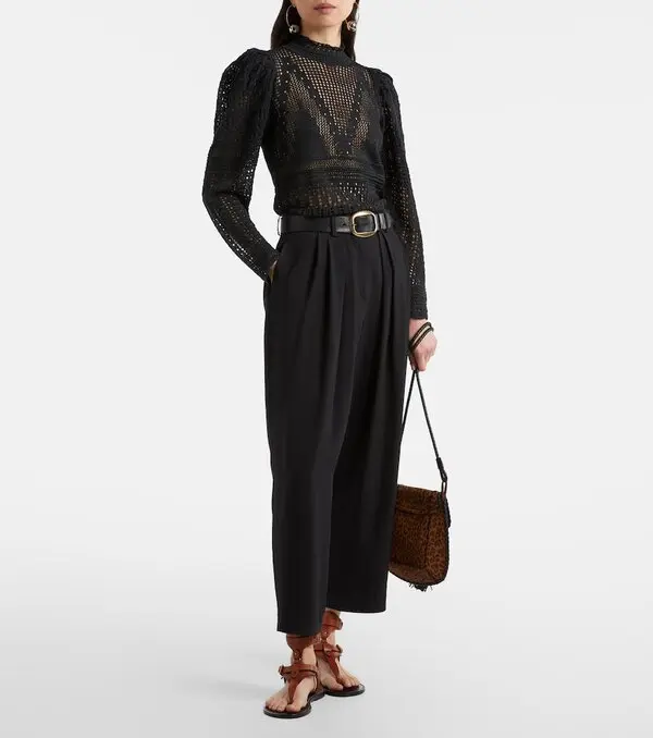 Isabel Marant Étoile Janice High-rise Wide-leg Crêpe Pants - Black
