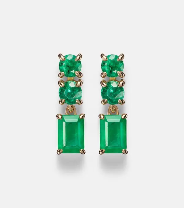 STONE AND STRAND 14kt Yellow Earrings With Emeralds - Gold