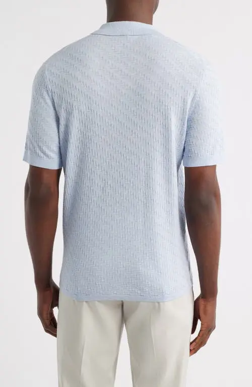 Robert Barakett Skelling Textured Polo Sweater - Pale Blue