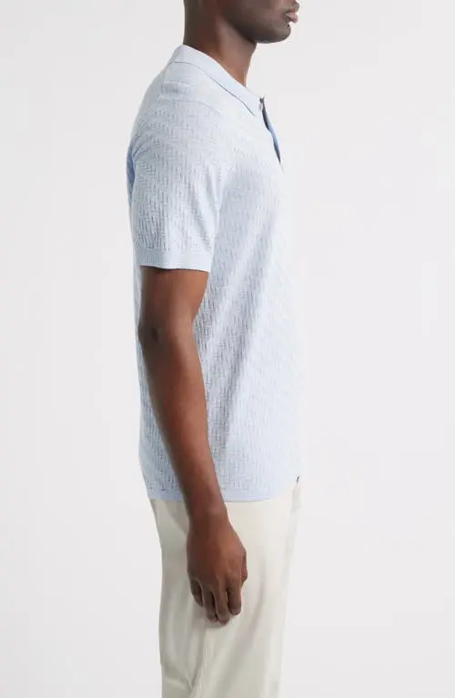 Robert Barakett Skelling Textured Polo Sweater - Pale Blue