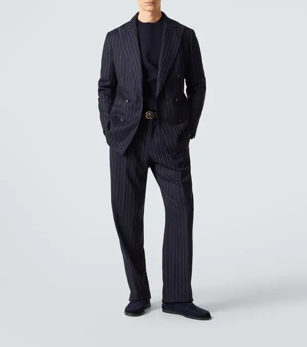 SAMAN AMEL Striped Wool Suit Pants