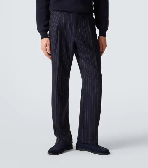 SAMAN AMEL Striped Wool Suit Pants