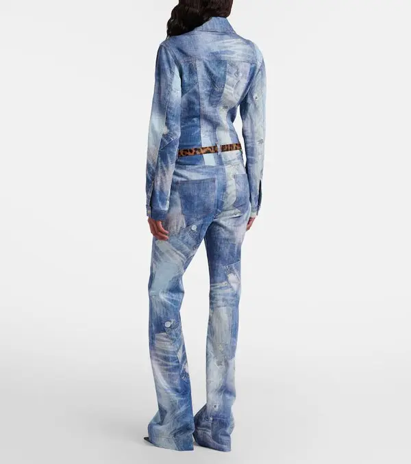 Roberto Cavalli Printed Trompe L’oeil Denim Jumpsuit