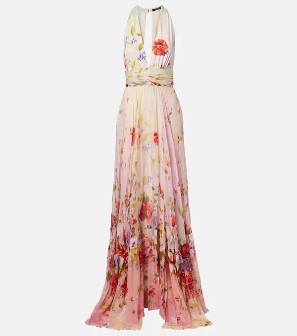 Roberto Cavalli Floral Silk Gown